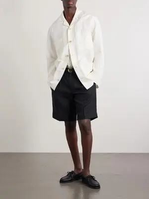 Rubinacci Straight-leg Pleated Linen Shorts - Black