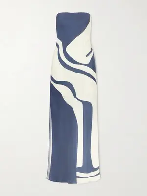 SIR. Lilou Strapless Printed Maxi Dress - Blue