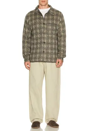 Guest In Residence Plaid Linen Blend Work Shirt