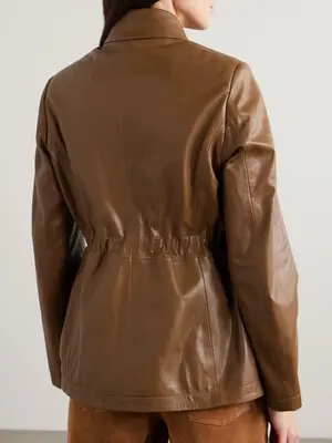 Nour Hammour Wells Gathered Leather Jacket