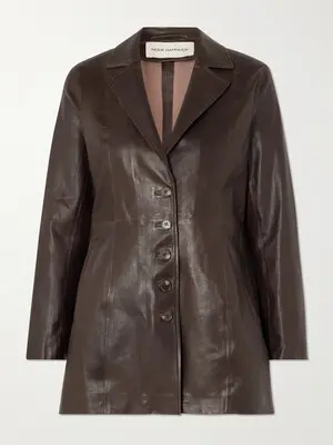 Nour Hammour Monica Paneled Leather Blazer