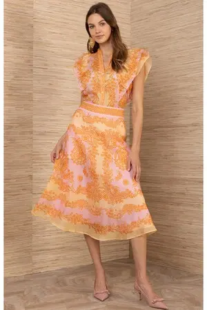 Hale Bob Winslow Linen Organza Skirt - Pink
