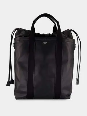 Fendi Flux Leather Shopping Bag - Black