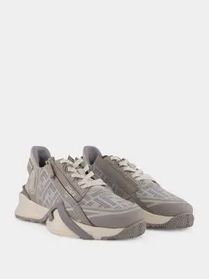 Fendi Flow Mesh And Suede Sneakers - Grey