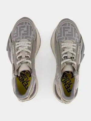 Fendi Flow Mesh And Suede Sneakers - Grey