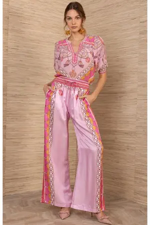 Hale Bob Danica Silk Charmeuse Pant - Pink
