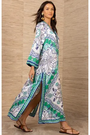 Hale Bob Laylani Charmeuse Caftan Dress - Blue