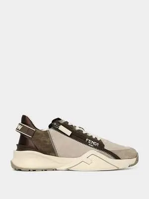 Fendi Flow Nubuck Leather Sneakers - Beige