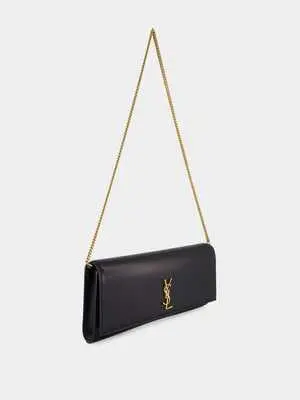 Saint Laurent Kate Clutch In Grain De Poudre Leather - Black