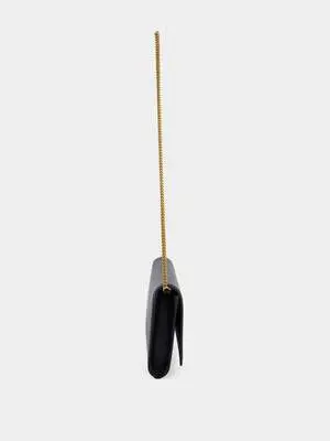 Saint Laurent Kate Clutch In Grain De Poudre Leather - Black