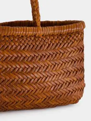 Dragon Diffusion Mini Flat Gora Tan Woven Bag - Brown