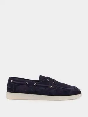 Prada Suede Boat Shoes With Laces - Blue