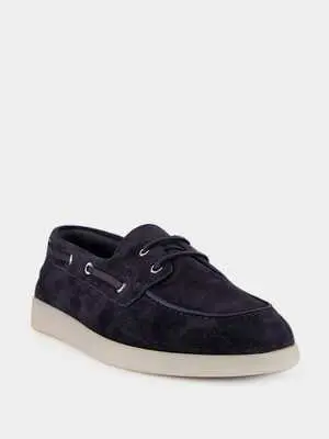 Prada Suede Boat Shoes With Laces - Blue
