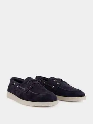 Prada Suede Boat Shoes With Laces - Blue