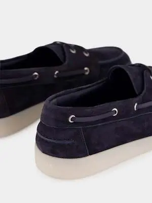 Prada Suede Boat Shoes With Laces - Blue