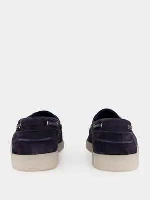 Prada Suede Boat Shoes With Laces - Blue