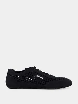 Prada Collapse Crochet Laced Sneakers - Black