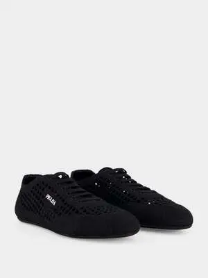 Prada Collapse Crochet Laced Sneakers - Black