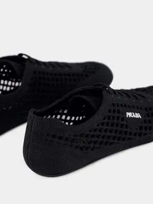 Prada Collapse Crochet Laced Sneakers - Black