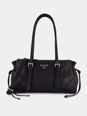 Prada Medium Leather Tote - Black