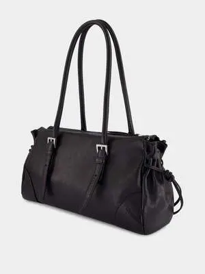 Prada Medium Leather Tote - Black