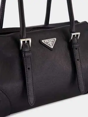 Prada Medium Leather Tote - Black