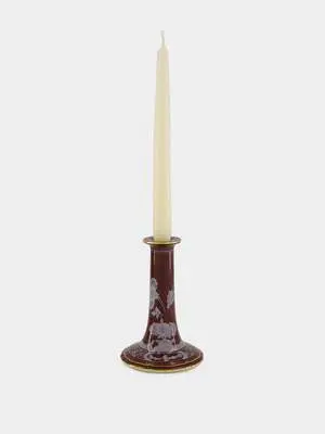 GINORI 1735 Castagna Oriente Italiano Porcelain Candleholder - Brown