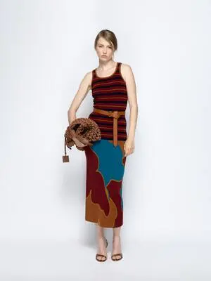 PAULA Julia Dahlia Knitted Striped Tank Top - Red
