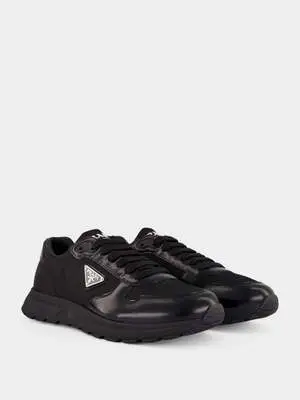 Prada Prax 01 Re-nylon And Brushed Leather Sneakers - Black