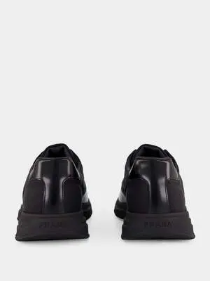 Prada Prax 01 Re-nylon And Brushed Leather Sneakers - Black