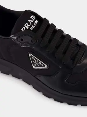 Prada Prax 01 Re-nylon And Brushed Leather Sneakers - Black