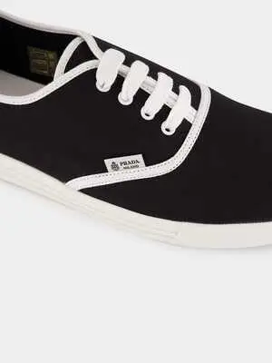 Prada Drill Fabric Low-top Sneakers - Black