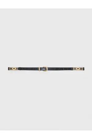 Maje Slim Croc-effect Leather Belt - Black