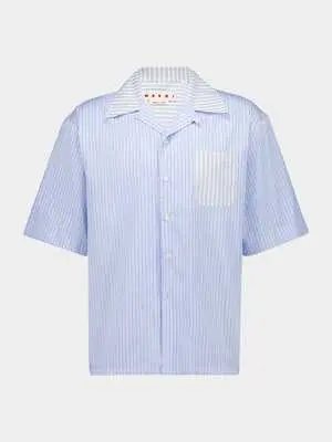 Marni Opal Striped Poplin Bowling Shirt - Blue