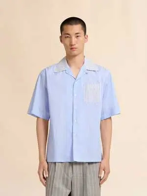 Marni Opal Striped Poplin Bowling Shirt - Blue