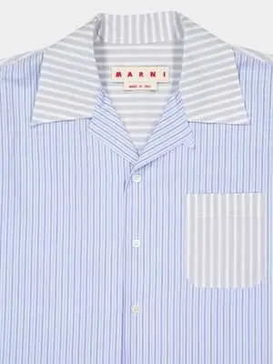 Marni Opal Striped Poplin Bowling Shirt - Blue