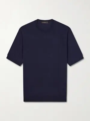 SLOWEAR Cotton And Silk-blend T-shirt - Blue