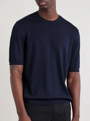 SLOWEAR Cotton And Silk-blend T-shirt - Blue