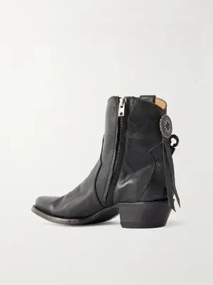 Comme Des Garçons X Mexicana Embellished Leather Ankle Boots - Black