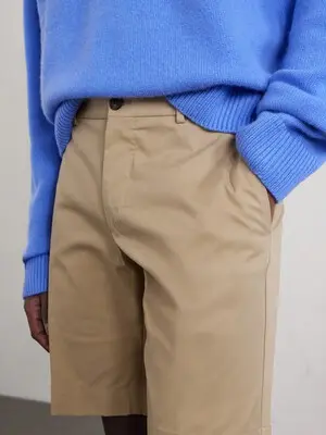 SLOWEAR Slim-fit Cotton-blend Gabardine Chino Shorts - Neutrals