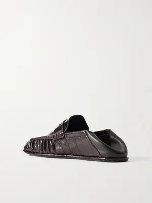 Saint Laurent Le Loafer Monogram Logo-appliquéd Eel Penny Loafers - Brown