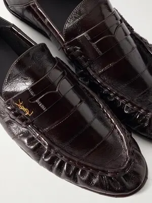 Saint Laurent Le Loafer Monogram Logo-appliquéd Eel Penny Loafers - Brown