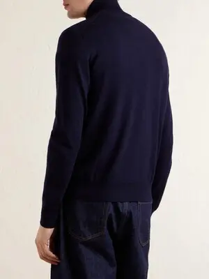 Purdey Linton Logo-embroidered Half-zip Sweater - Blue