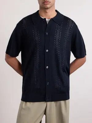 Nn07 Thor 6584 Open-knit Wool-blend Cardigan - Black