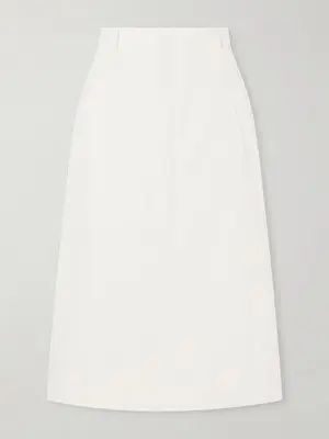 Auralee Wool, Cotton, And Linen-blend Midi Skirt
