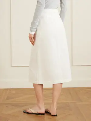 Auralee Wool, Cotton, And Linen-blend Midi Skirt