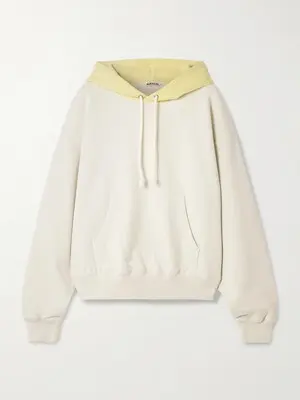 Auralee Two-tone Cotton-jersey Hoodie - Neutrals