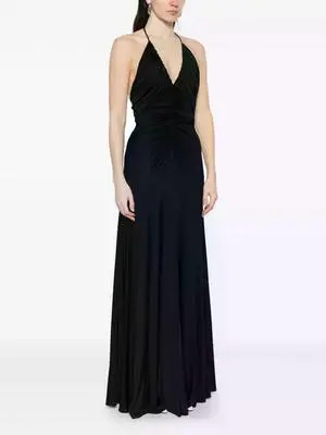 SELF-PORTRAIT Halter Ruched Maxi Dress