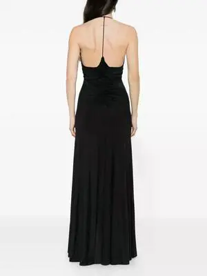 SELF-PORTRAIT Halter Ruched Maxi Dress