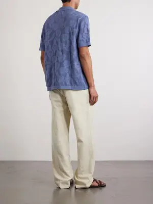 Nn07 Ryan Flower 60019 Knitted Cotton Polo Shirt - Blue